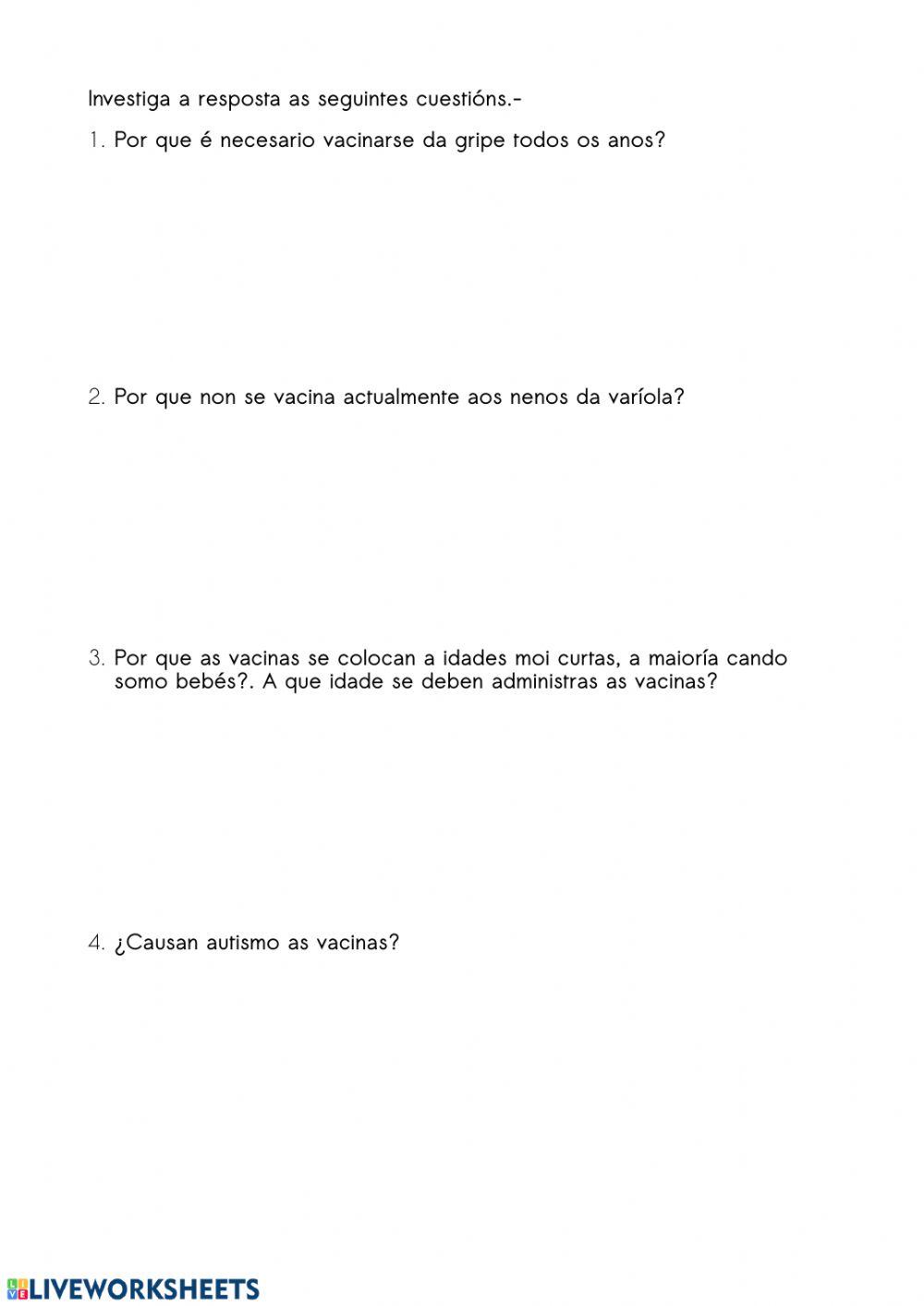 Vacinas worksheet | Live Worksheets