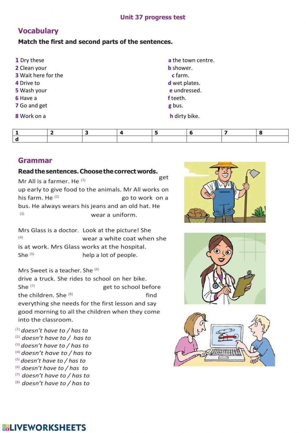 UNIT 37 PROGRESS TEST online exercise for | Live Worksheets
