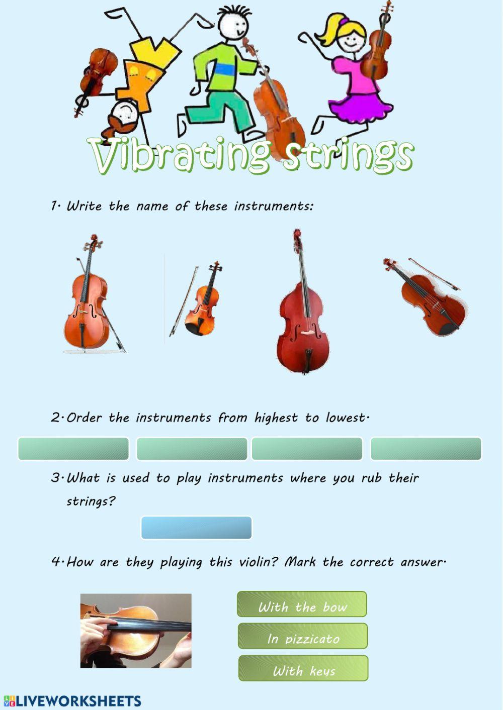 string family instruments worksheet