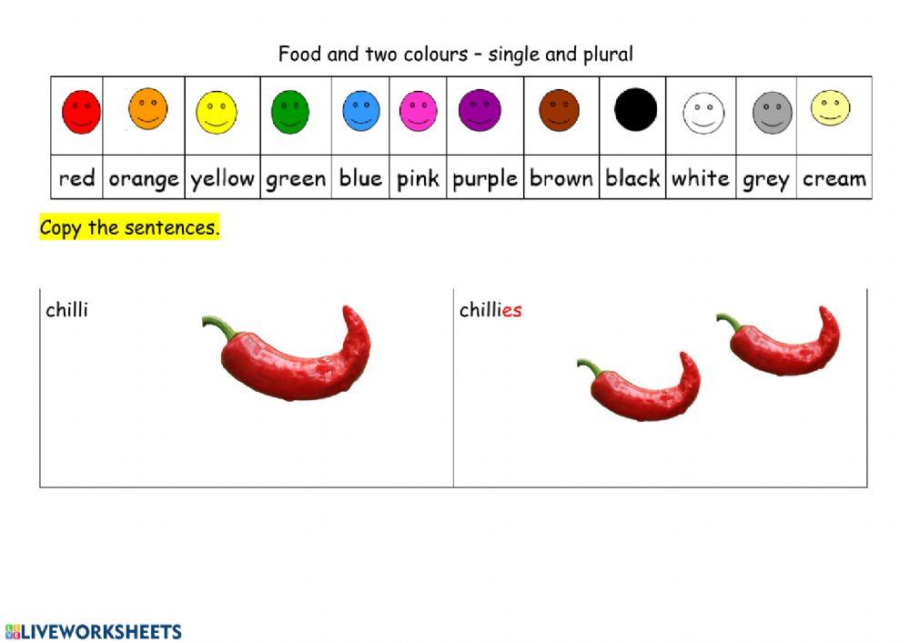 Food and two colours | Tracy Young | Live Worksheets