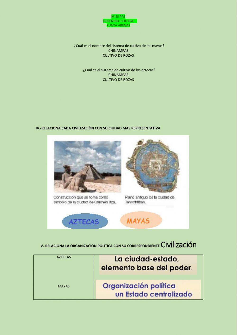 Aztecas y mayas worksheet | Live Worksheets