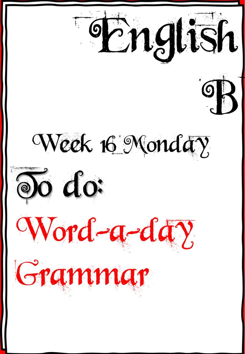 Week 16 - Monday - English - All worksheet | Live Worksheets