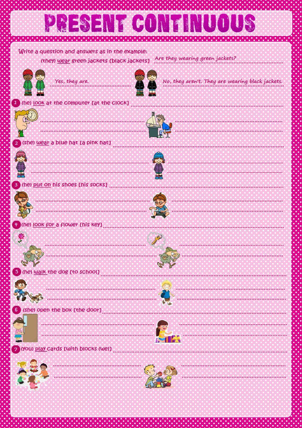 Present Continuous dialogues interactive worksheet | Live Worksheets