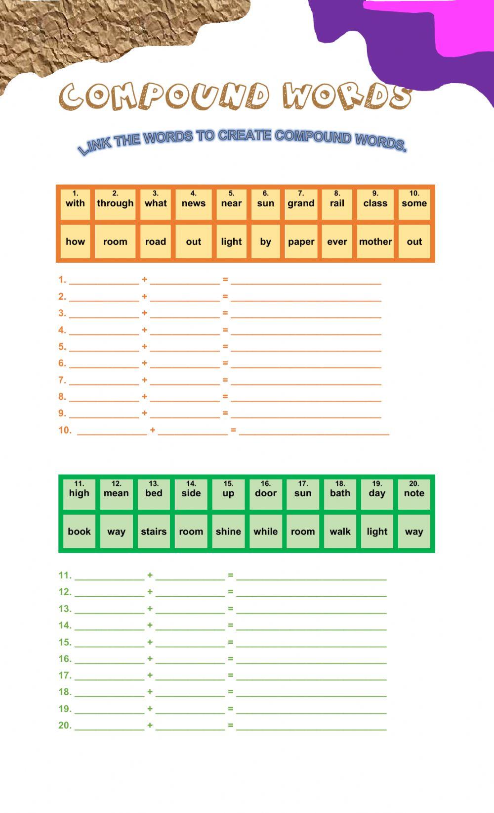 Compound Words Worksheets Grade 5