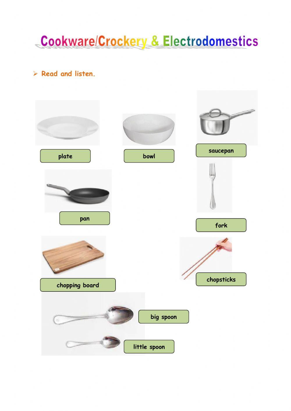 Liveworksheets-Crockery-electrodomestics worksheet | Live Worksheets