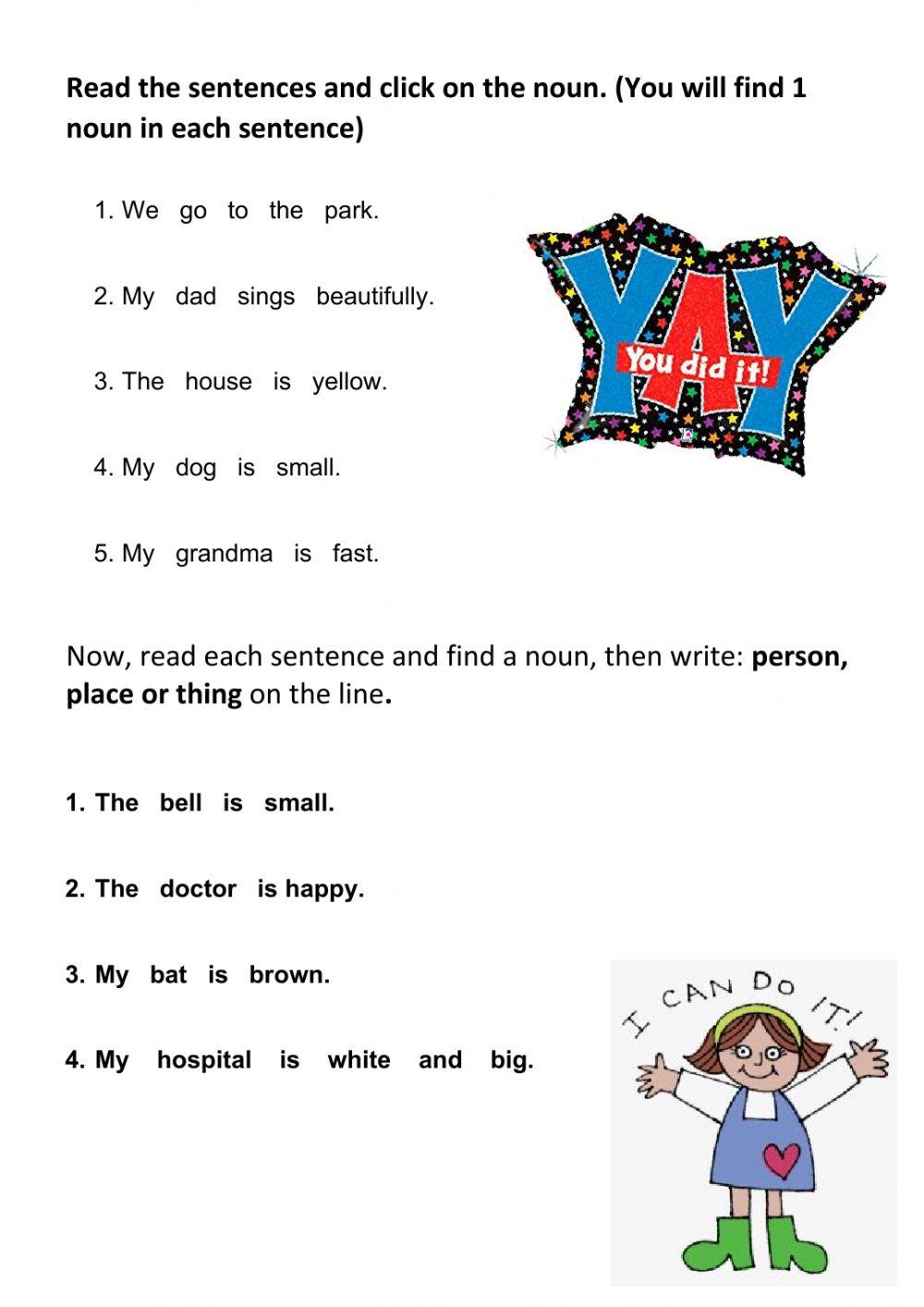 Nouns free exercise | Live Worksheets
