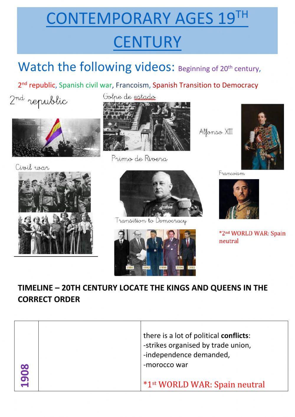 20th century 1 | Free Interactive Worksheets | 243828