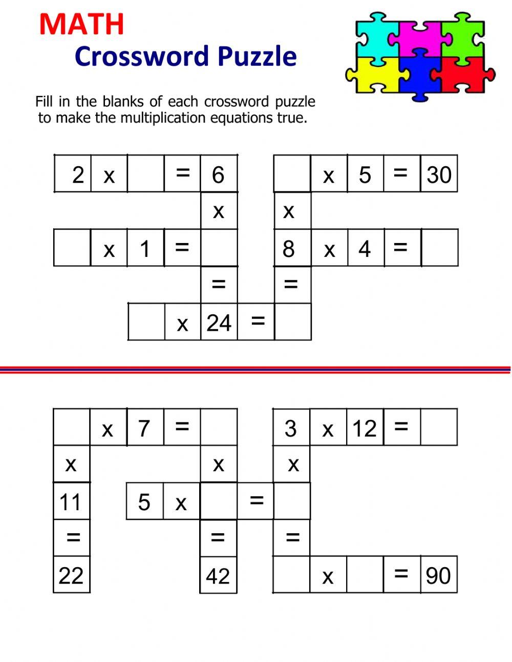 Multiplication crossword puzzle 5767617 | Akhila | Live