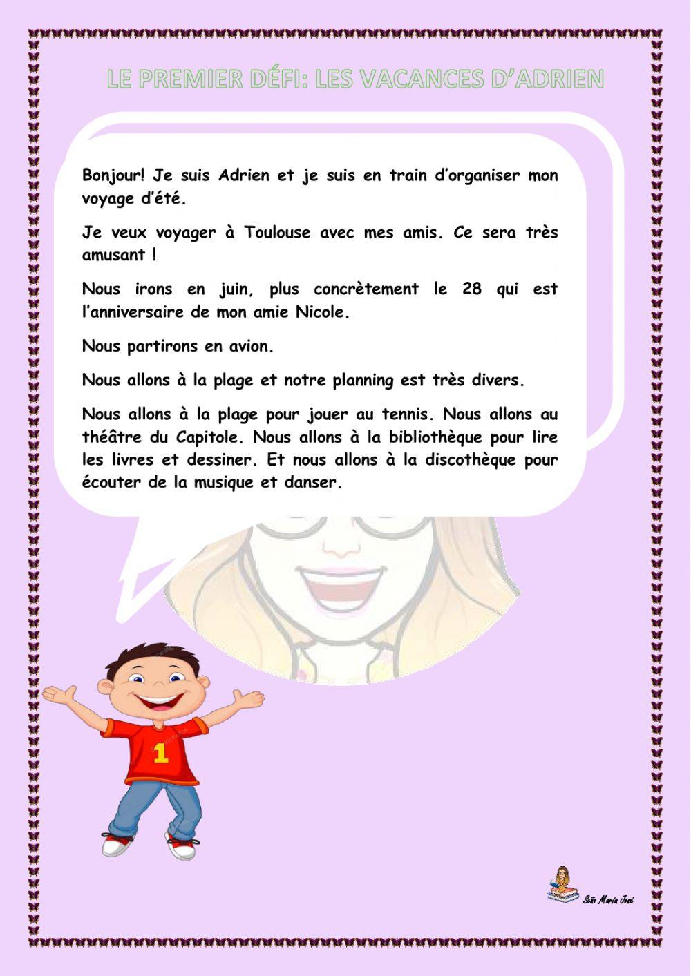 LES VACANCES D'… | Free Interactive Worksheets | 5761882