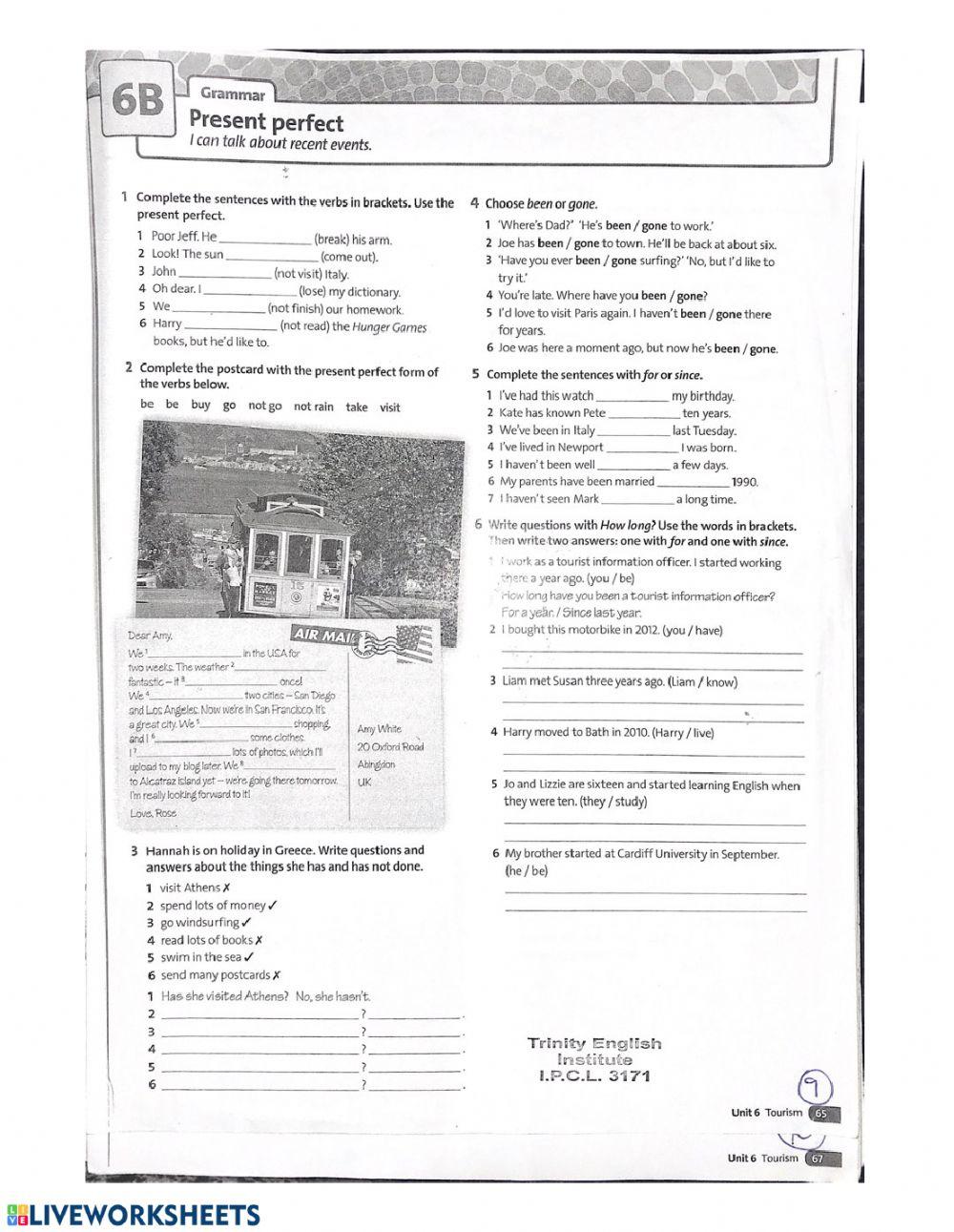 Present Perfect interactive activity for 3rd year | Live Worksheets