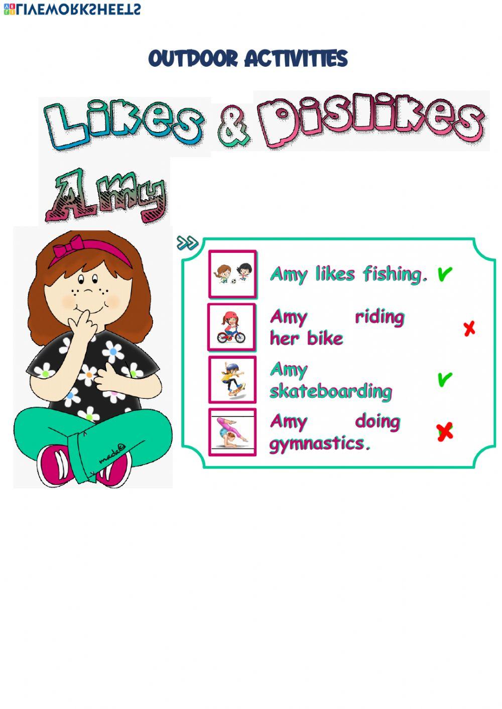 Likes and dislikes online activity for A1 | Live Worksheets