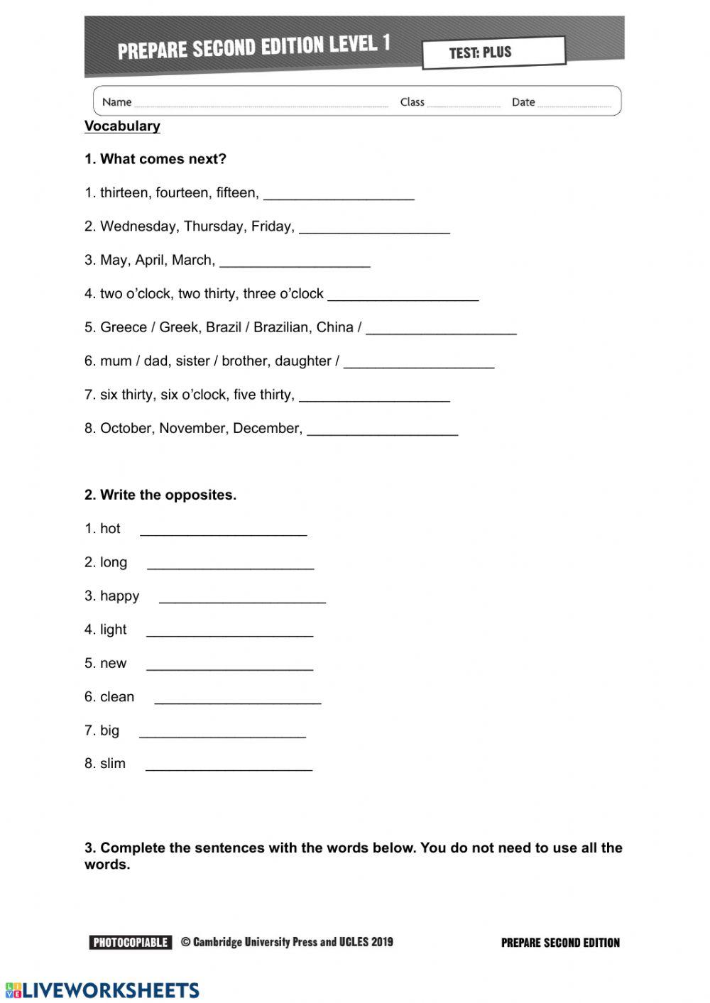 CEP 1 test week 5579203 | le_teacher | Live Worksheets