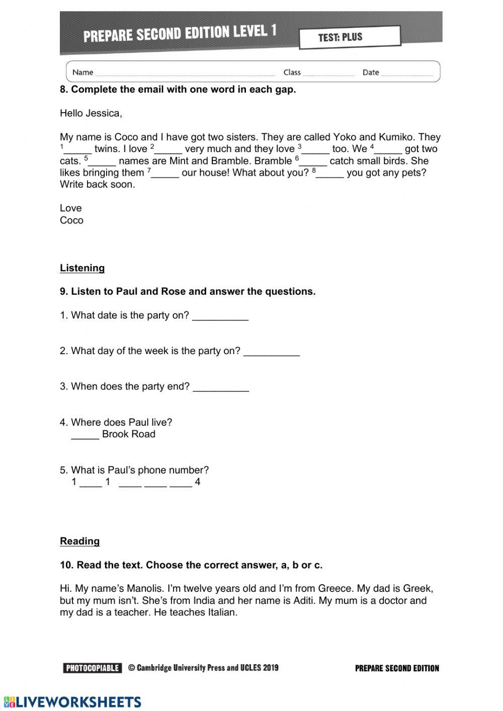 CEP 1 test week 5579203 | le_teacher | Live Worksheets