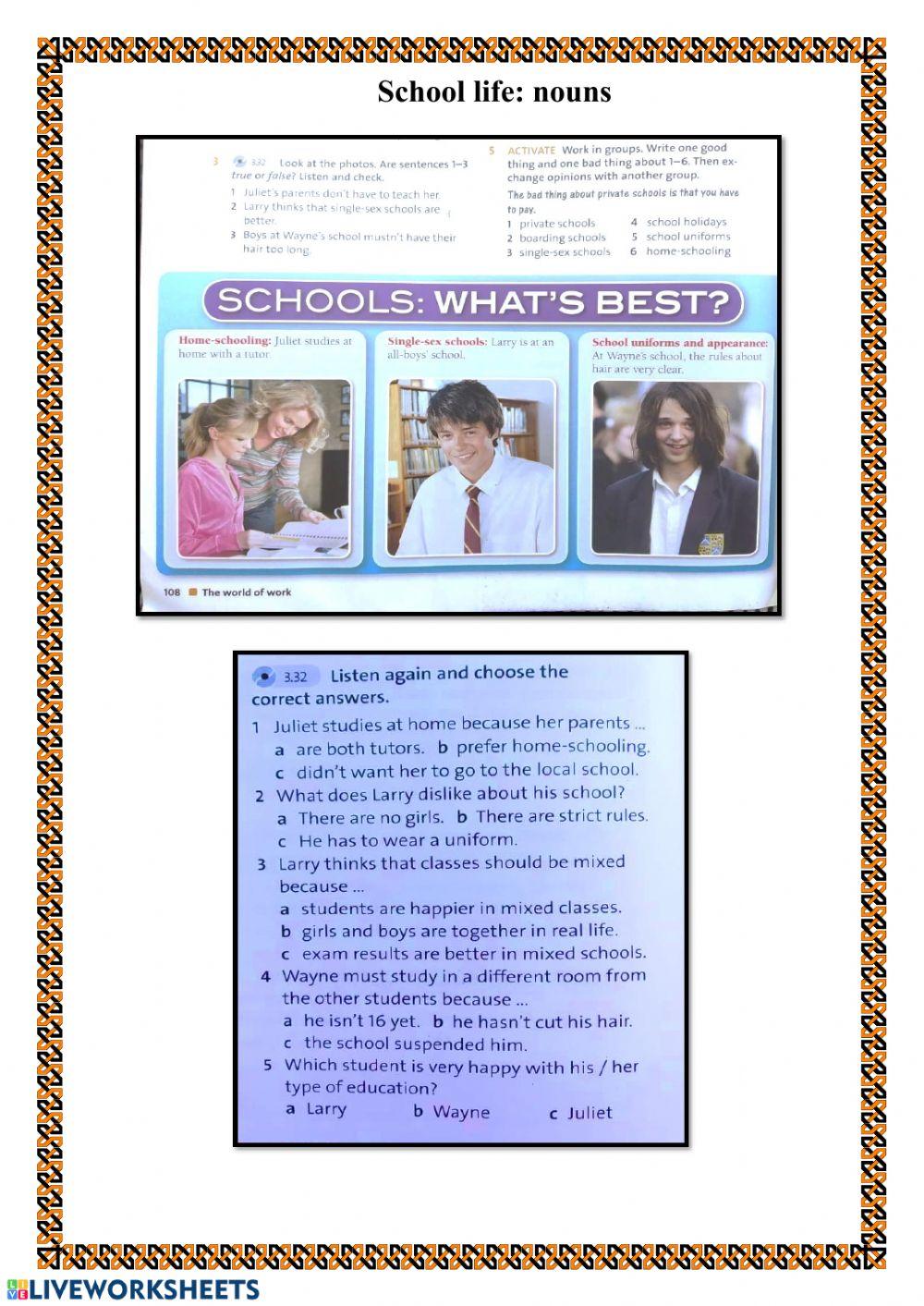 School life:nouns worksheet | Live Worksheets