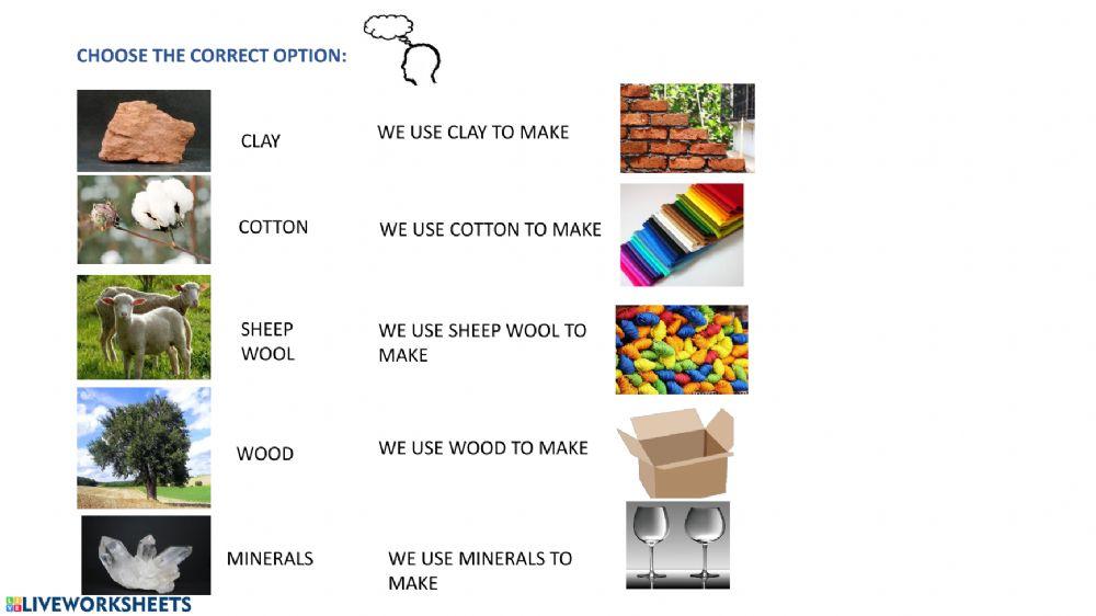 Natural and manufactured materials activity | Live Worksheets