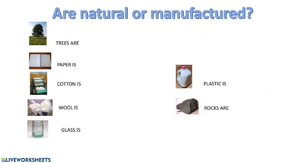 Natural and manufactured materials activity | Live Worksheets