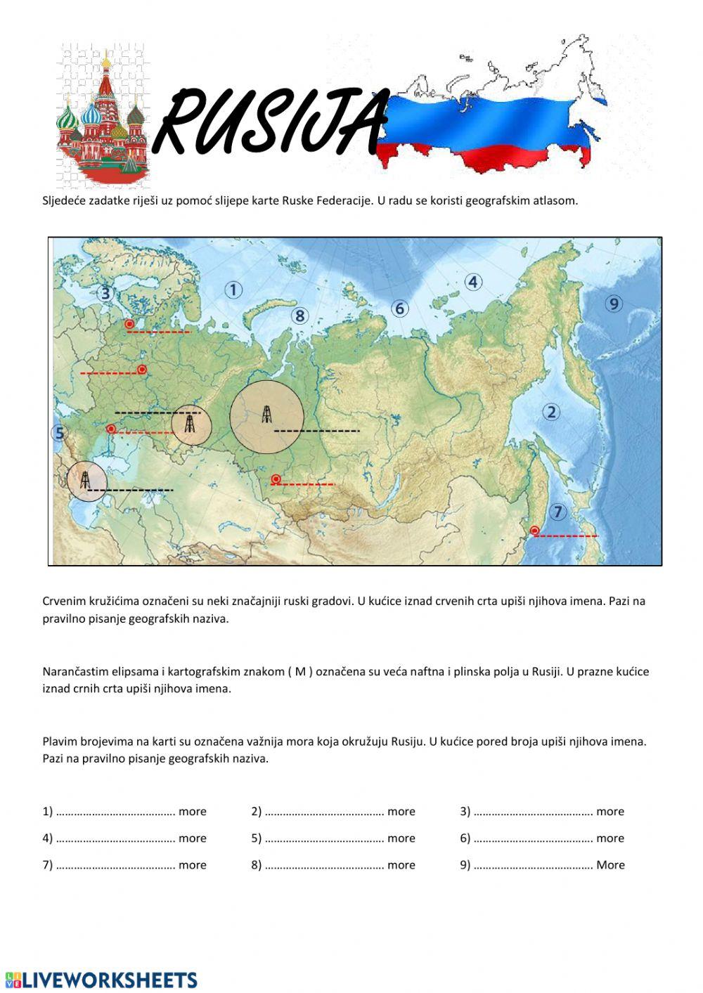 Rusija worksheet | Live Worksheets