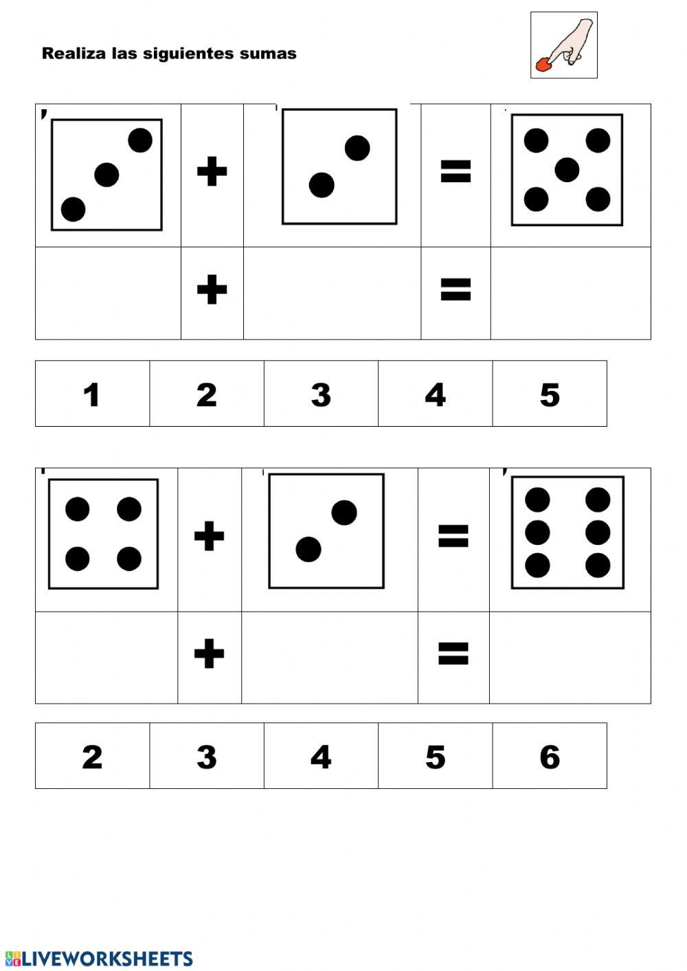 Sumas con ayuda visual interactive worksheet | Live Worksheets