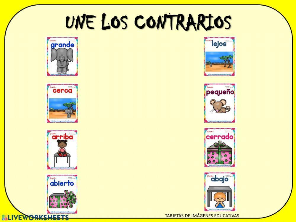 Contrarios infantil worksheet | Live Worksheets