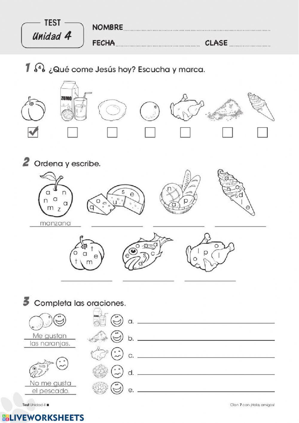 Test Clan 7 Unidad 4 online exercise for | Live Worksheets