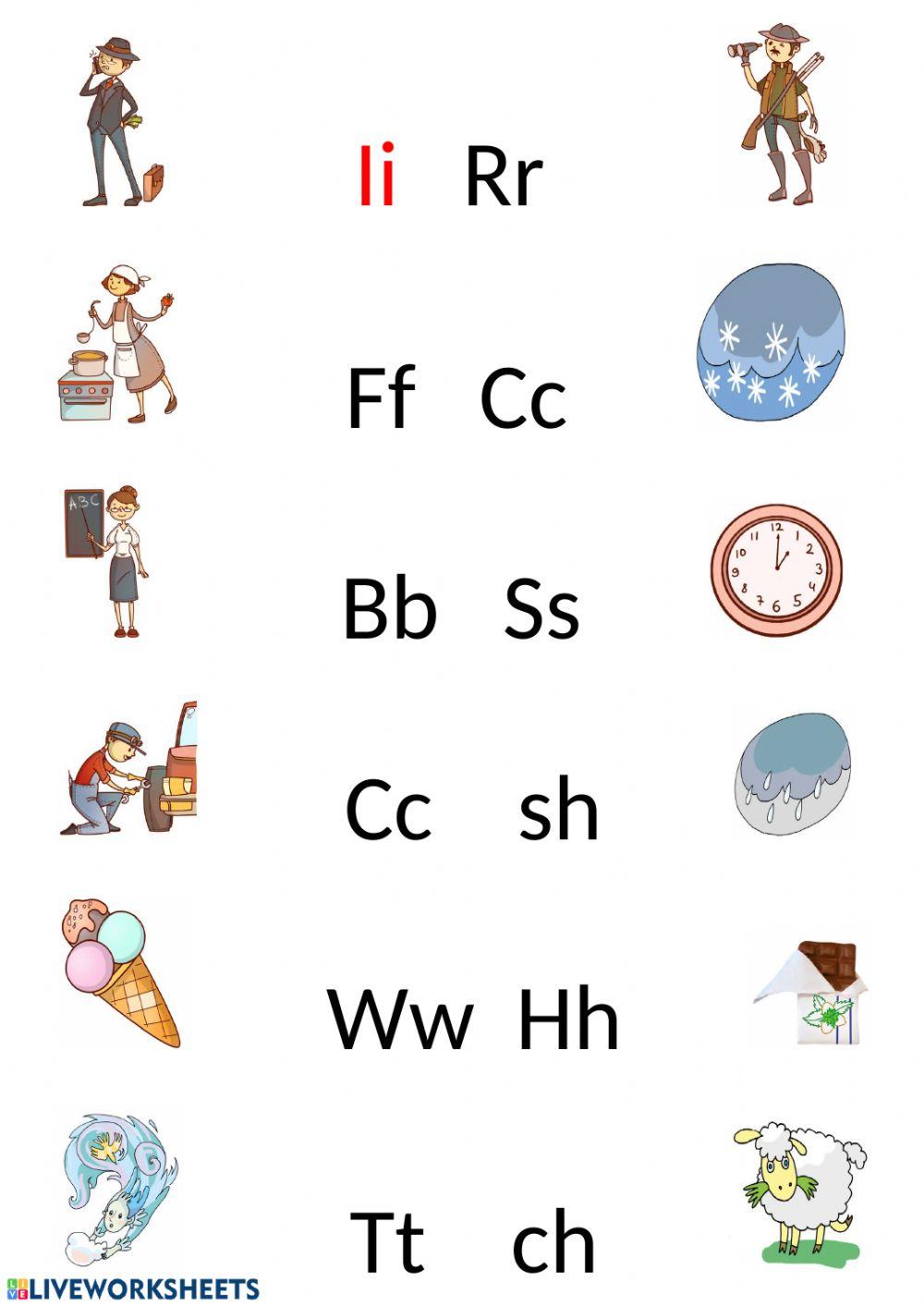 Match letters and pictures. worksheet | Live Worksheets