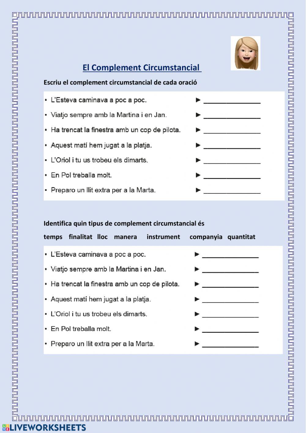 Complements Circumstancials online exercise for | Live Worksheets