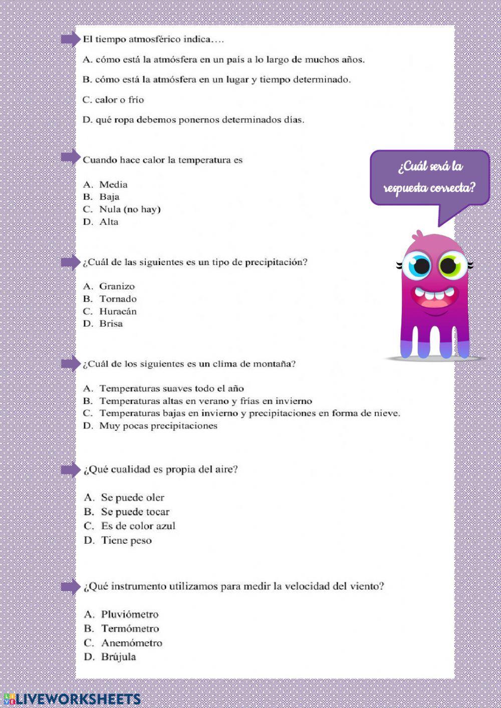 ¿Qué tiempo hace? interactive worksheet | Live Worksheets