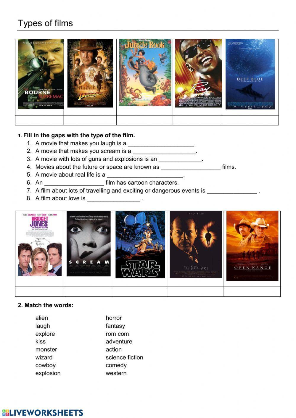 Types of movies | Free Interactive Worksheets | 152731