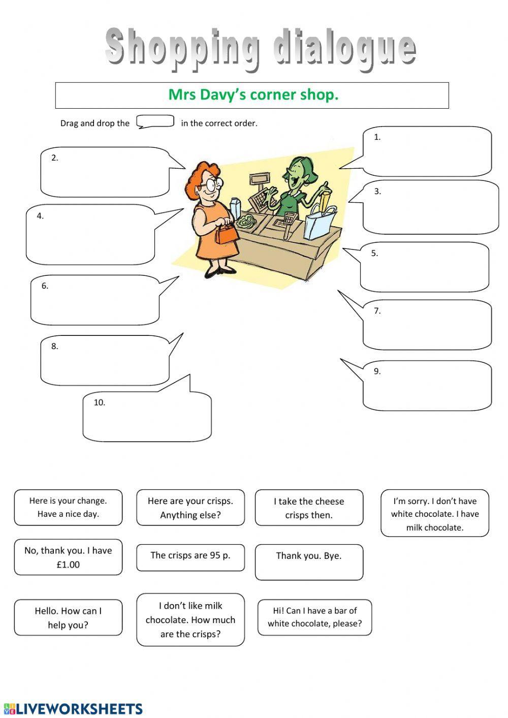 Shopping Conversation And Dialogue Worksheet, 41% OFF Shopping Conversation And Dialogue Worksheet, 41% OFF