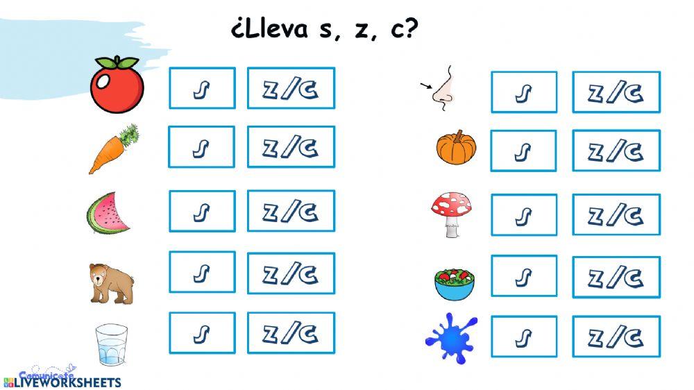 Comunicate soniso S o Z worksheet | Live Worksheets