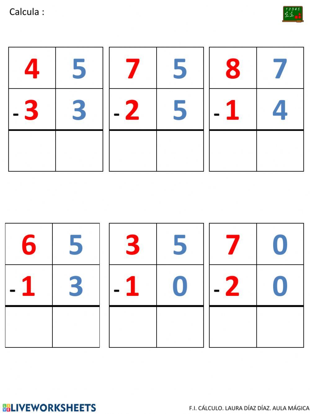 Restas 1 interactive worksheet | Live Worksheets