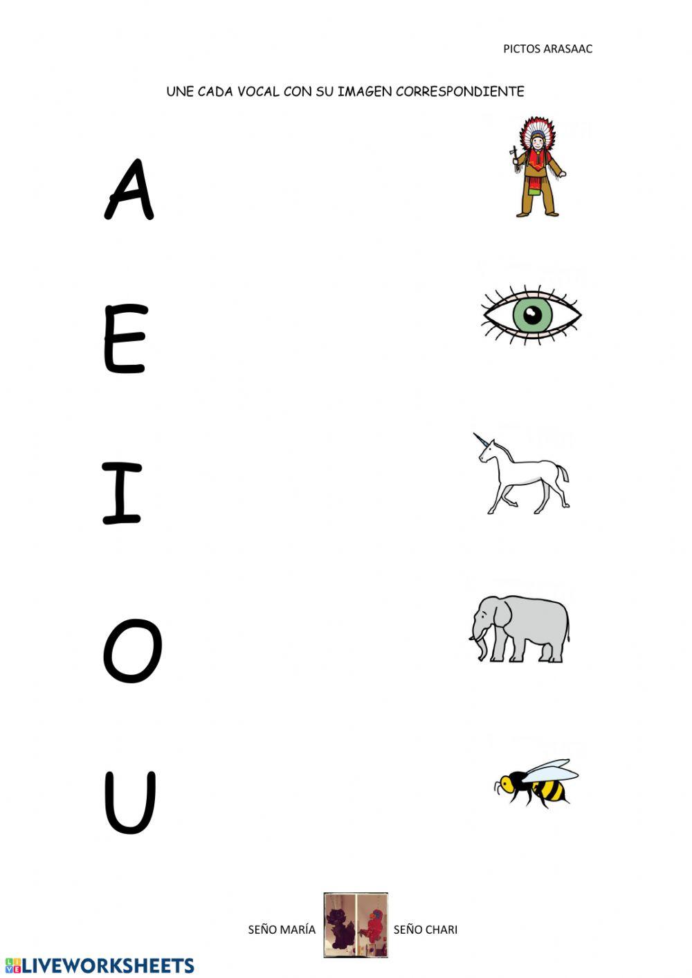 Pdf online exercise: Vocales | Live Worksheets