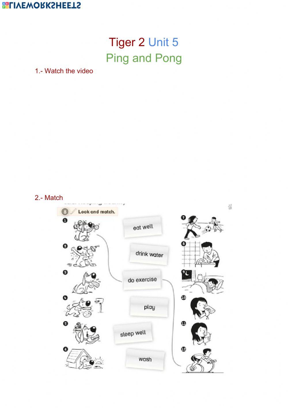 Tiger 3 Unit 5 Ping And Pong Worksheet Live Worksheets
