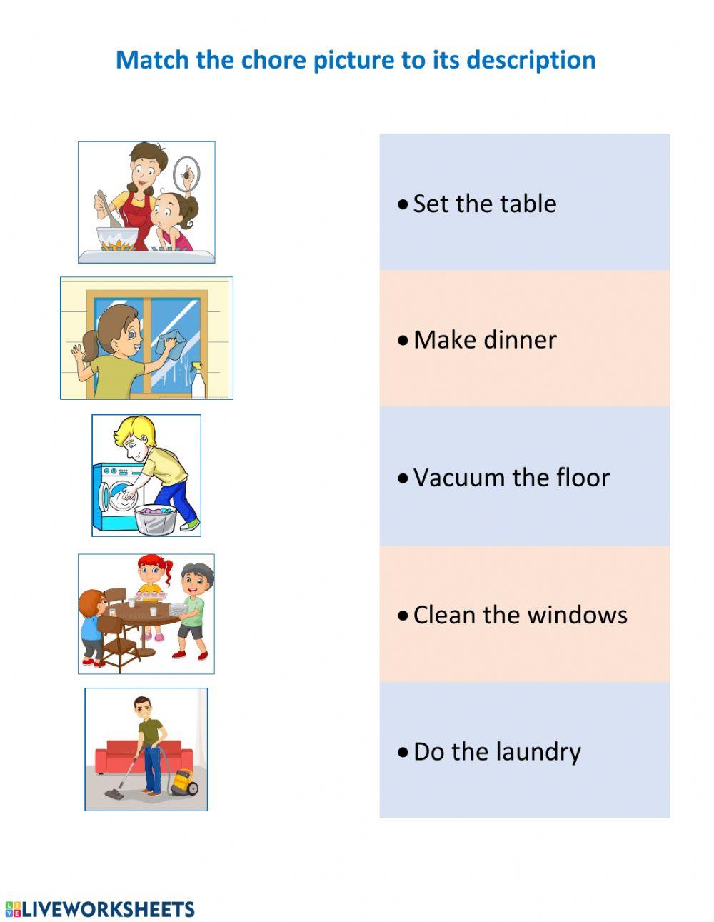 Chores interactive exercise | Live Worksheets