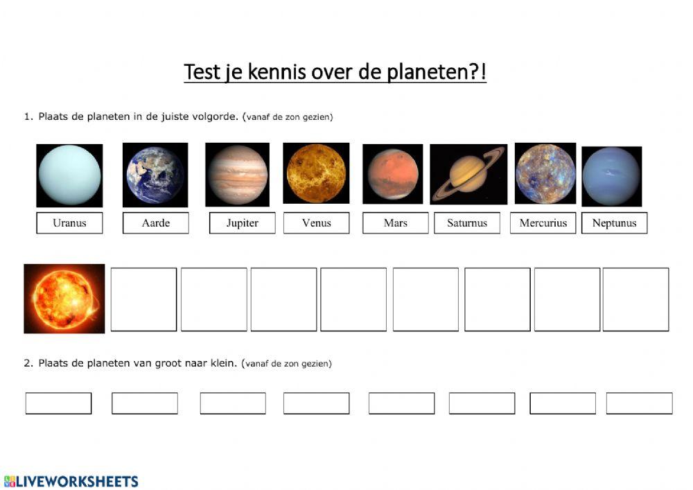De planeten activity for De planeten | Live Worksheets