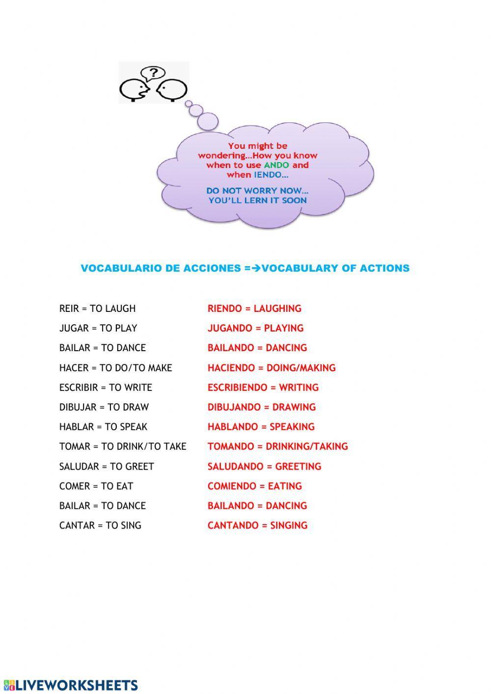 Presente progre… | Free Interactive Worksheets | 155408