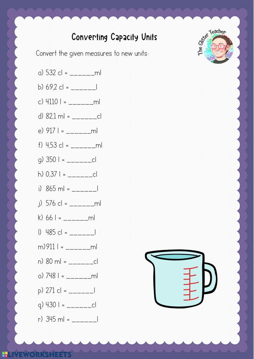 Converting Capacity Units Worksheet Live Worksheets, 50% OFF Converting Capacity Units Worksheet Live Worksheets, 50% OFF