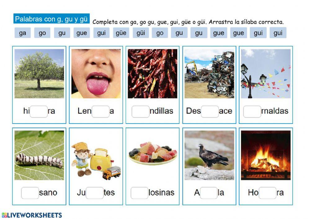 G, gu y gü worksheet | Live Worksheets