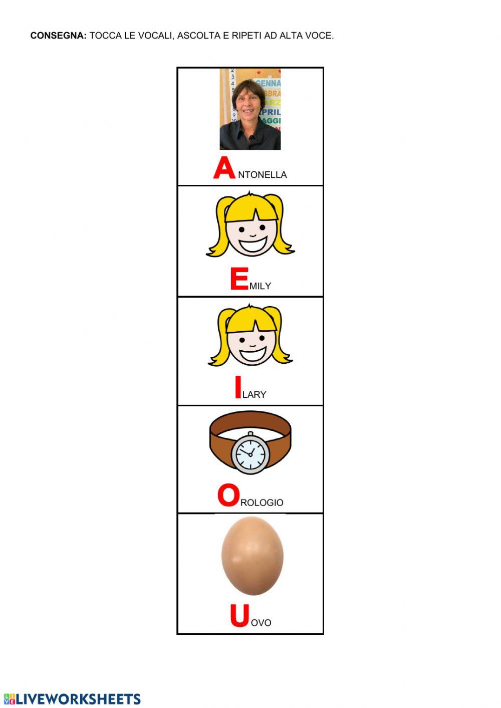 Le vocali online exercise | Live Worksheets