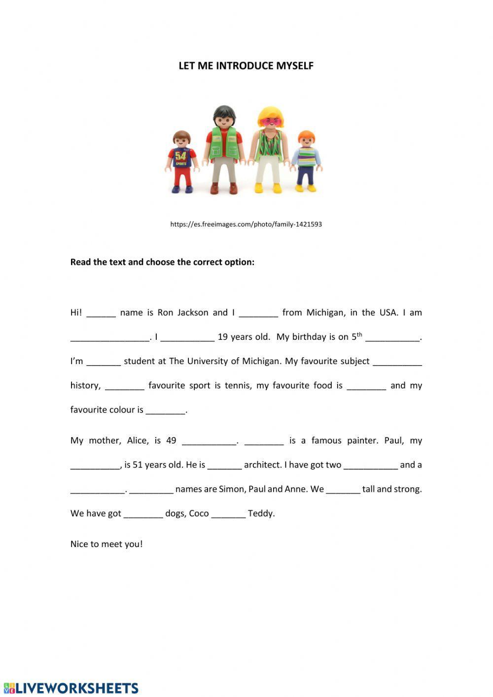 Introducing Myself Interactive Worksheet Live Worksheets