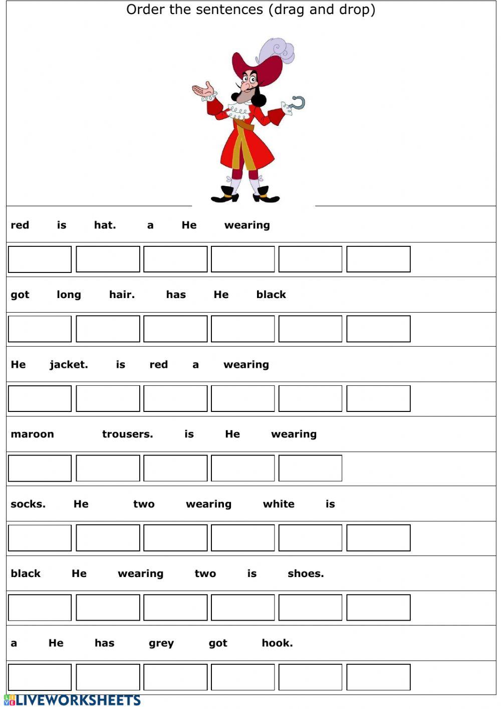 Order the sentences Pirates interactive worksheet | Live Worksheets