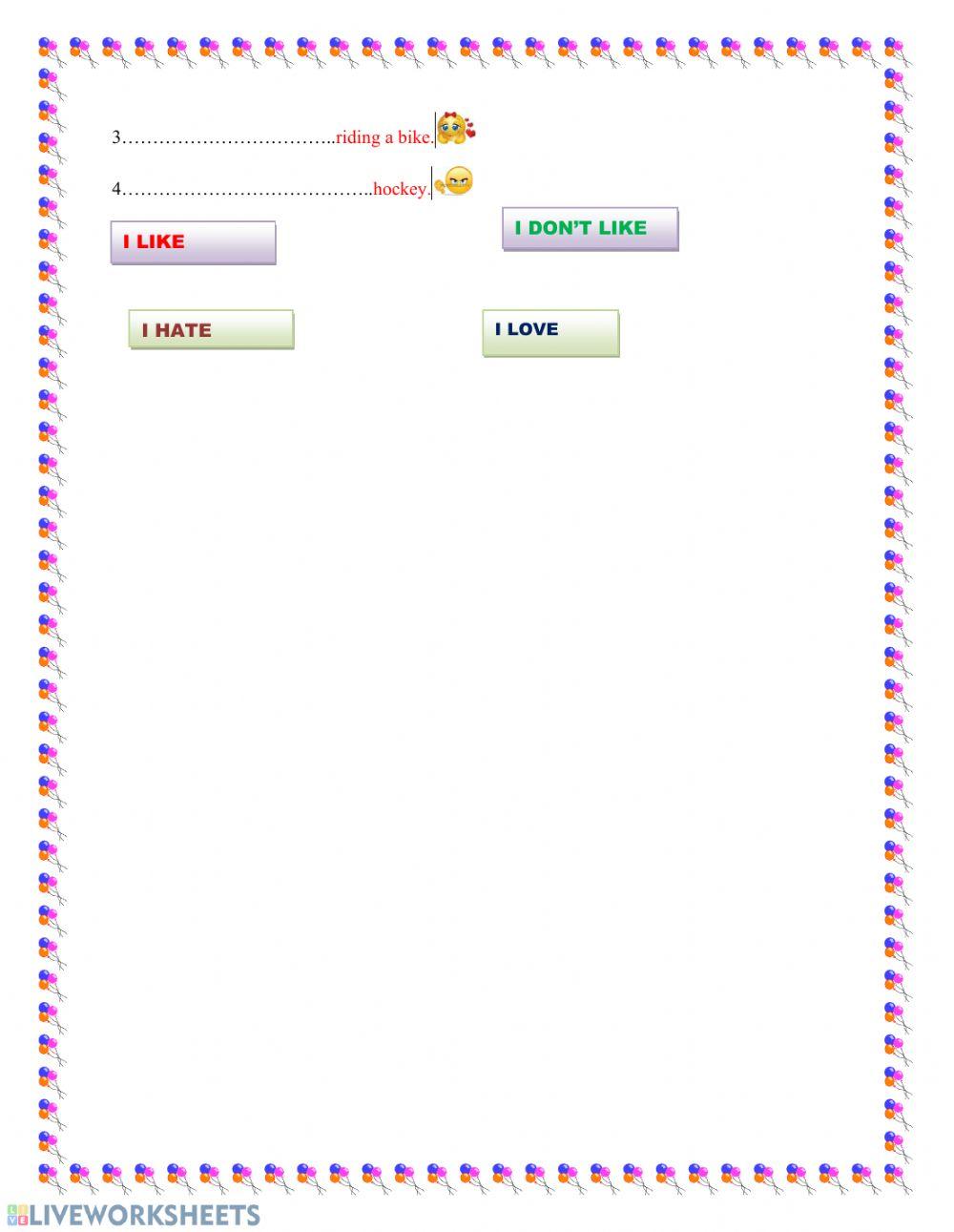 Likes and dislikes | elabenchis | Live Worksheets