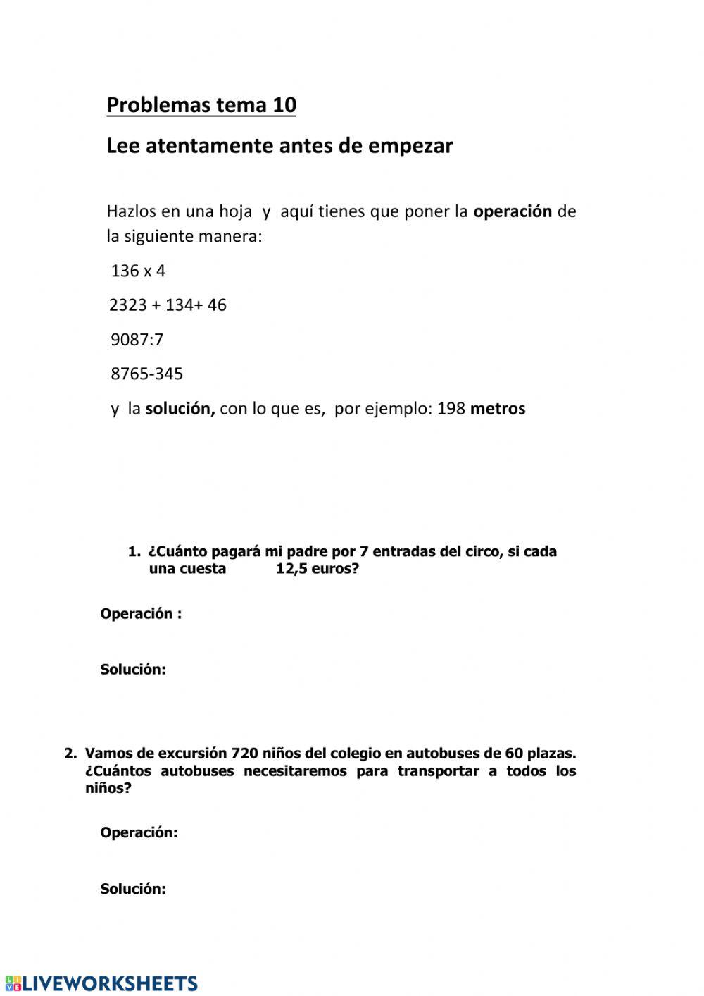 Mate tema 10 worksheet | Live Worksheets