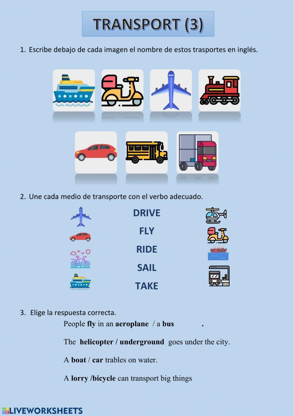 Transport 3 worksheet | Live Worksheets