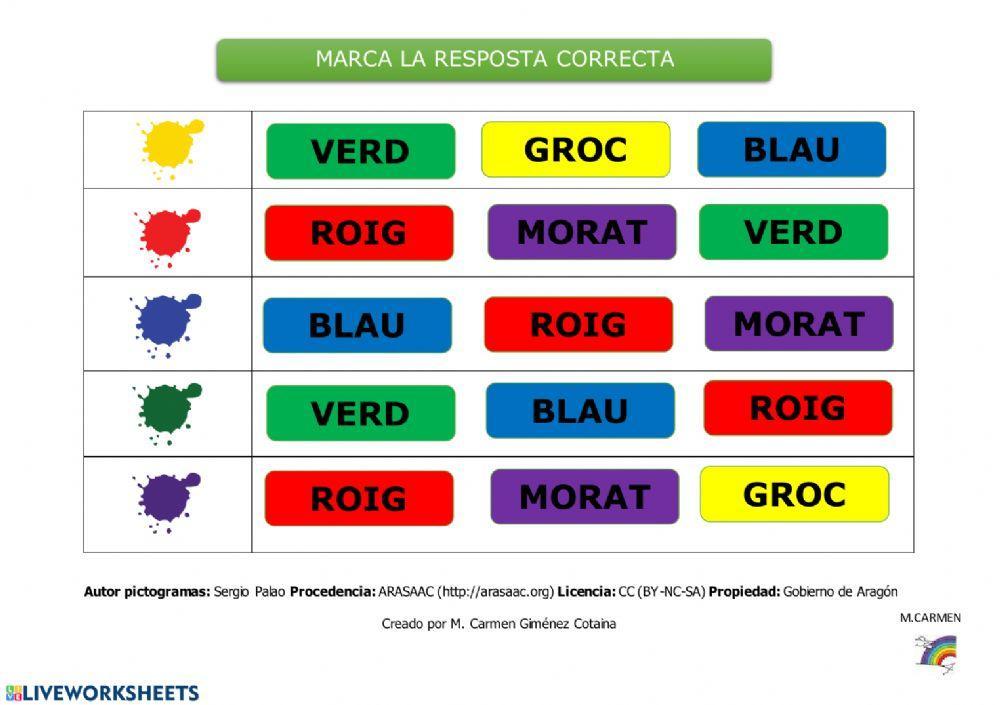 Els colors | Free Interactive Worksheets | 158112