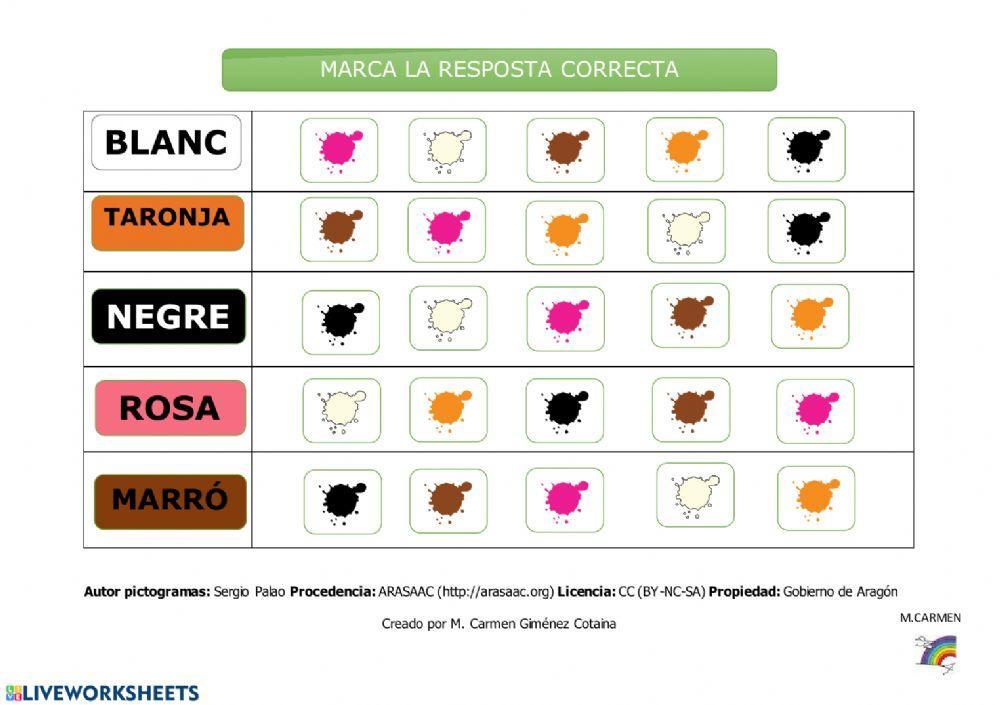 Els colors | Free Interactive Worksheets | 158112