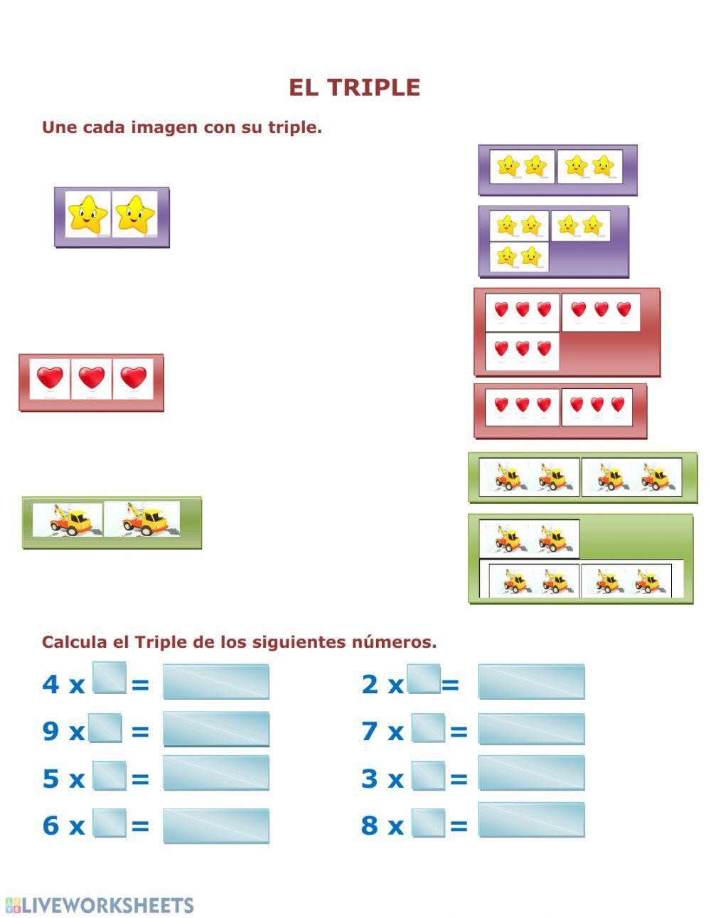 Triple worksheet | Live Worksheets