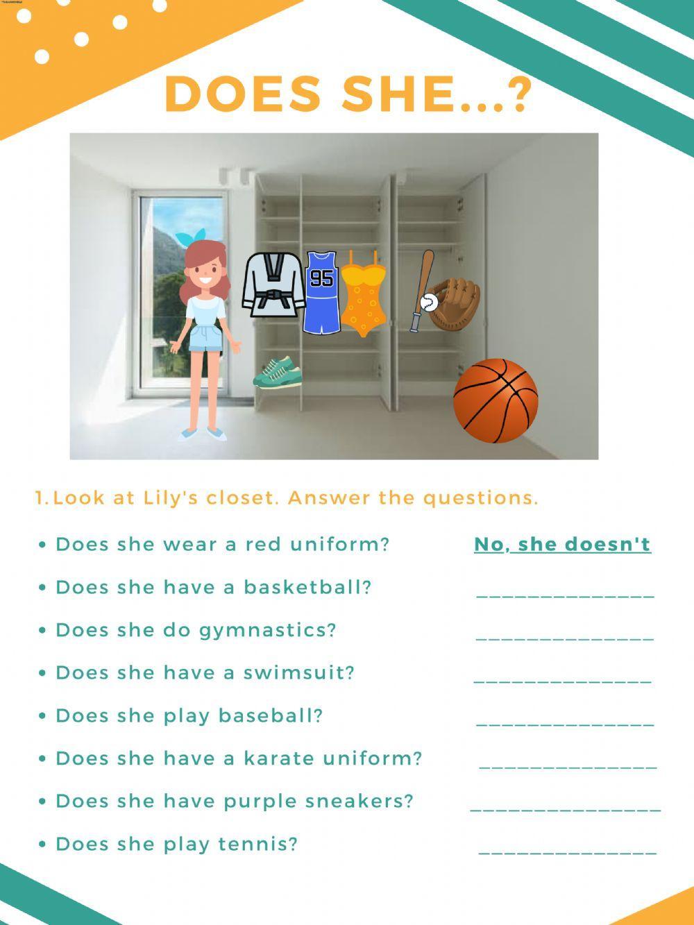 Does she..? worksheet | Live Worksheets
