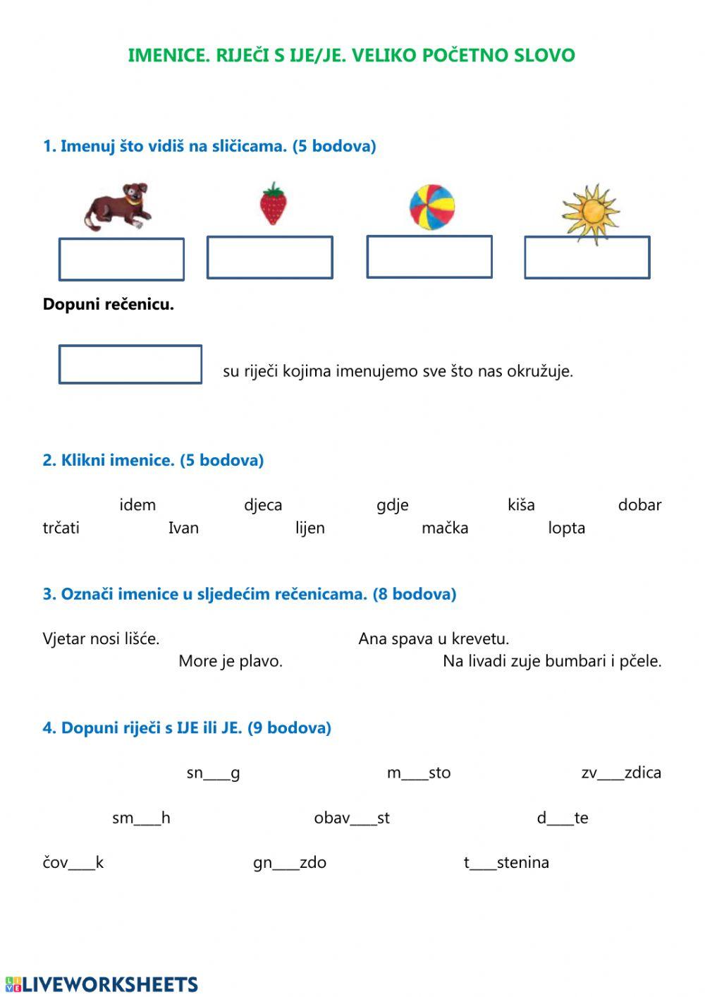 Imenice, veliko… | Free Interactive Worksheets | 158492
