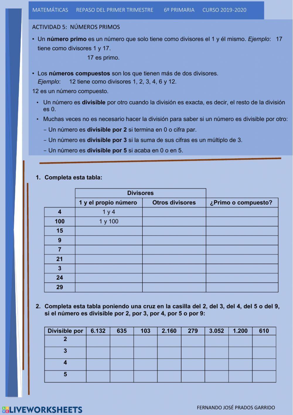 5 MATE REPASO worksheet | Live Worksheets
